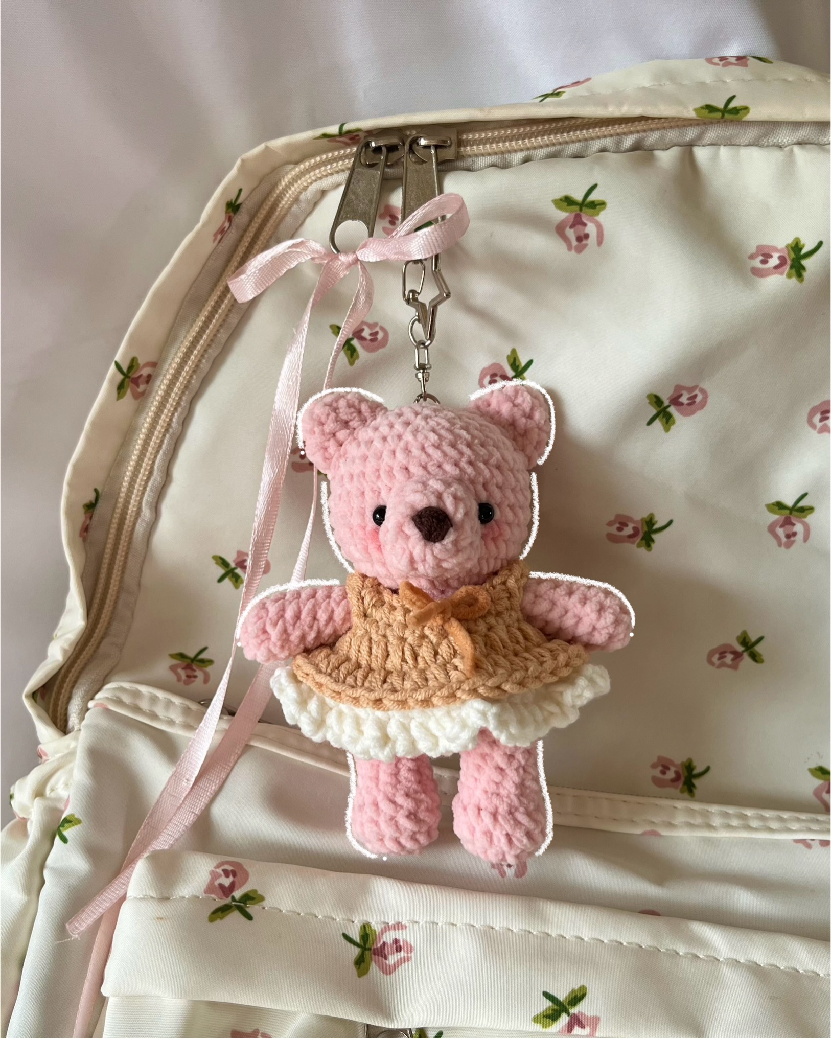How to Crochet the Cutest Coquette Bear Keychain: A Free Pattern ...