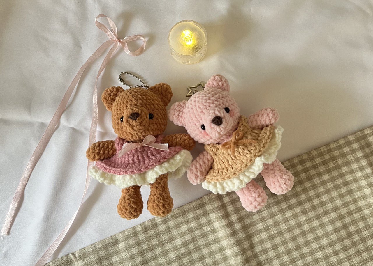How to Crochet the Cutest Coquette Bear Keychain: A Free Pattern ...